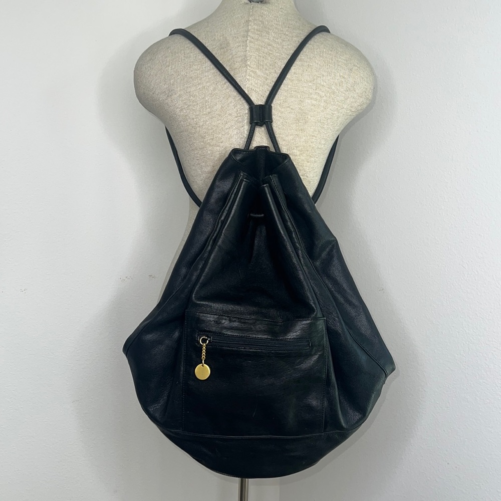 Donna Karan Large Leather Drawstring Bucket Bag Backp… - Gem